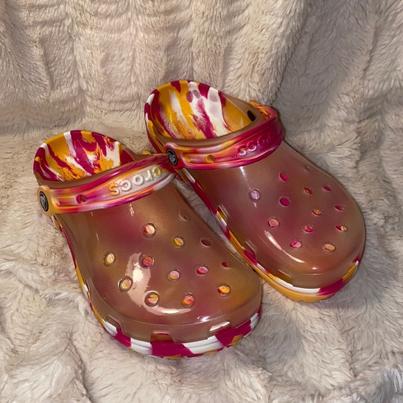 CROCS | Shoes | Rare New Crocs Translucent Tie Dye Sandals | Poshmark